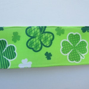 Green Shamrock Ribbon Clover Ribbon St Patricks Day Ribbon Wired 1 1/2 ...
