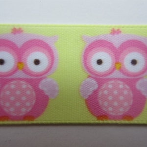 Owl Baby Ribbon 7/8" Inch Wide Pink and Yellow Children Nursery Decor ...