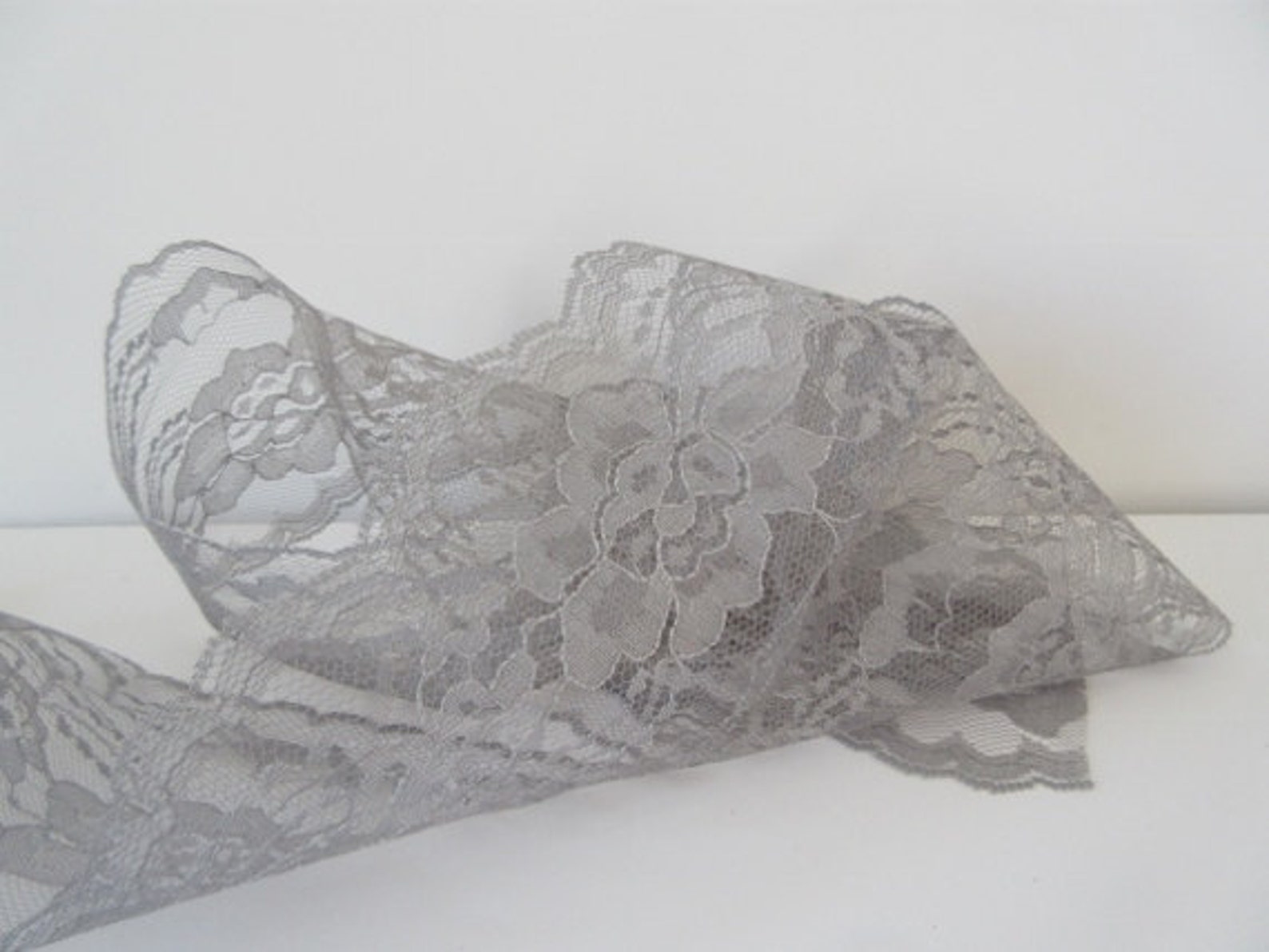 Gray Lace Trim Ribbon 4 Inch Wide Floral Lace Flower - Etsy