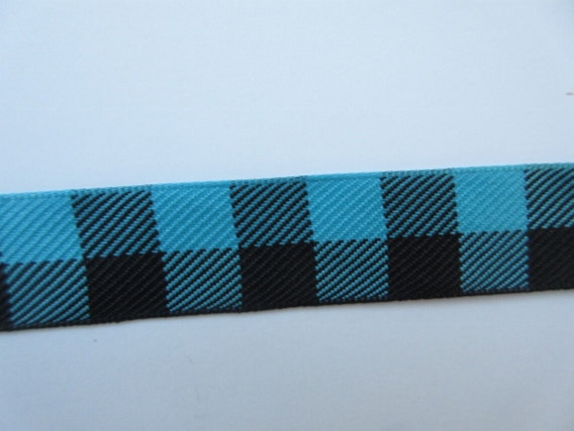 Blue Plaid Ribbon Woven Blue and Black Plaid Ribbon 7/8 | Etsy