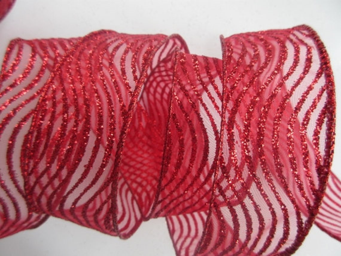 Red Glitter Ribbon by the Yard Wired 1 1/2 Inch Wide - Etsy