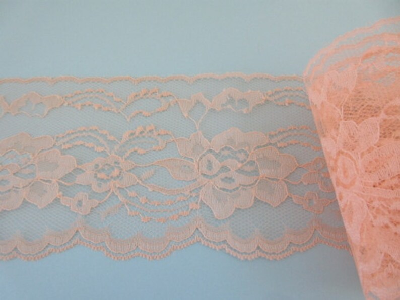 Peach Lace Trim Ribbon 4 Inch Wide DIY Wedding Lace - Etsy
