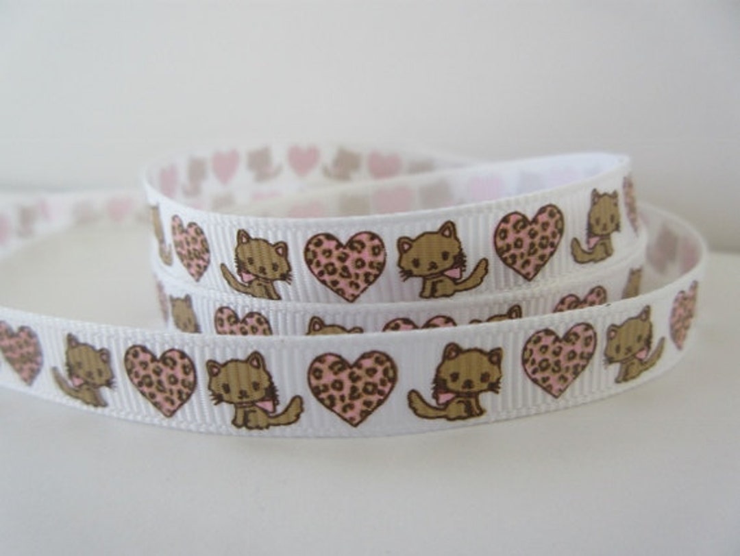 Cat Grosgrain Ribbon 3/8" Inch Wide Kitten Cat Collar Birthday Party ...