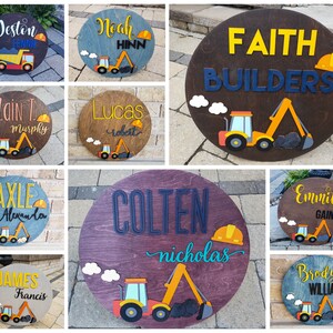Personalized Dump Truck Nursery Circle Name Sign Decor, Baby Boy Room ...