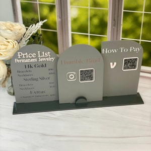 Multi Panel QR Code Sign, Permanent Jewelry Pricing Sign, Triple ...
