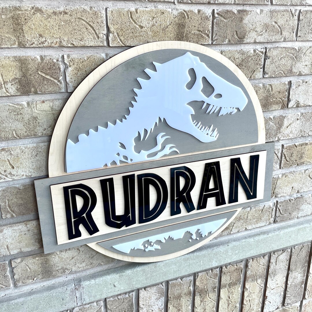 T-rex Dinosaur Name Sign, Kids Room Wall Art, Custom Name Sign, Baby ...