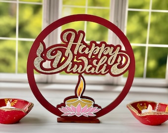 Luxury Personalised Happy Diwali Sign, Blessed Diwali Mirror Decoration ...