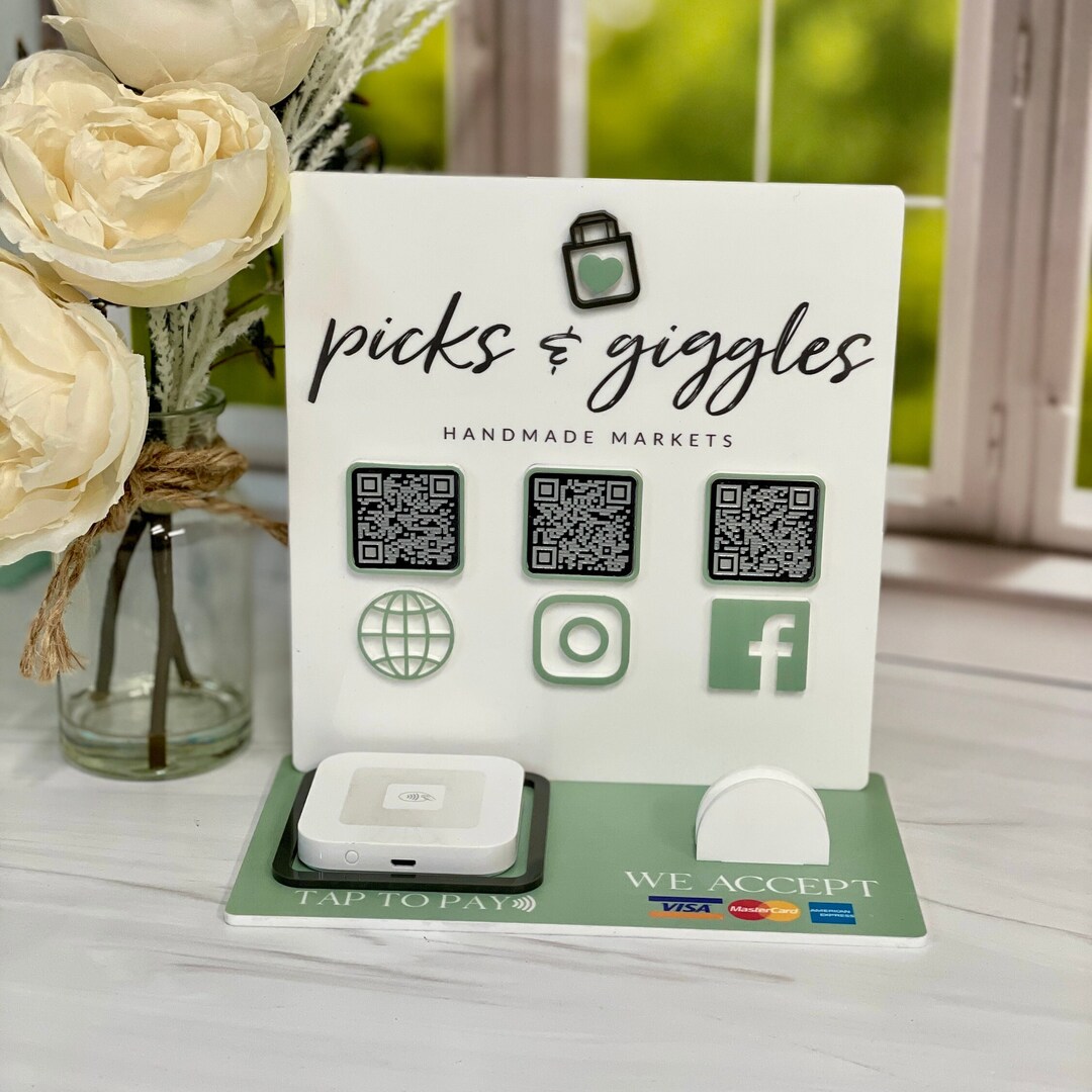 Square Reader Stand, Social QR Code Marketing Sign, Tap to Pay Sign ...