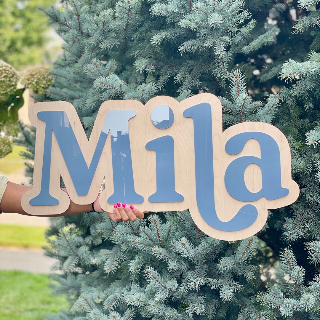 Custom Baby Name Sign, Double Layer Name Sign, Nursery Wall Art, Baby ...