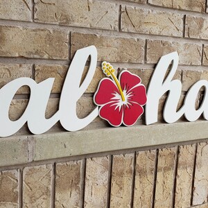 Aloha Welcome Wood Sign, Hawaiian Aloha Sign, Hawaiian Room Decor ...