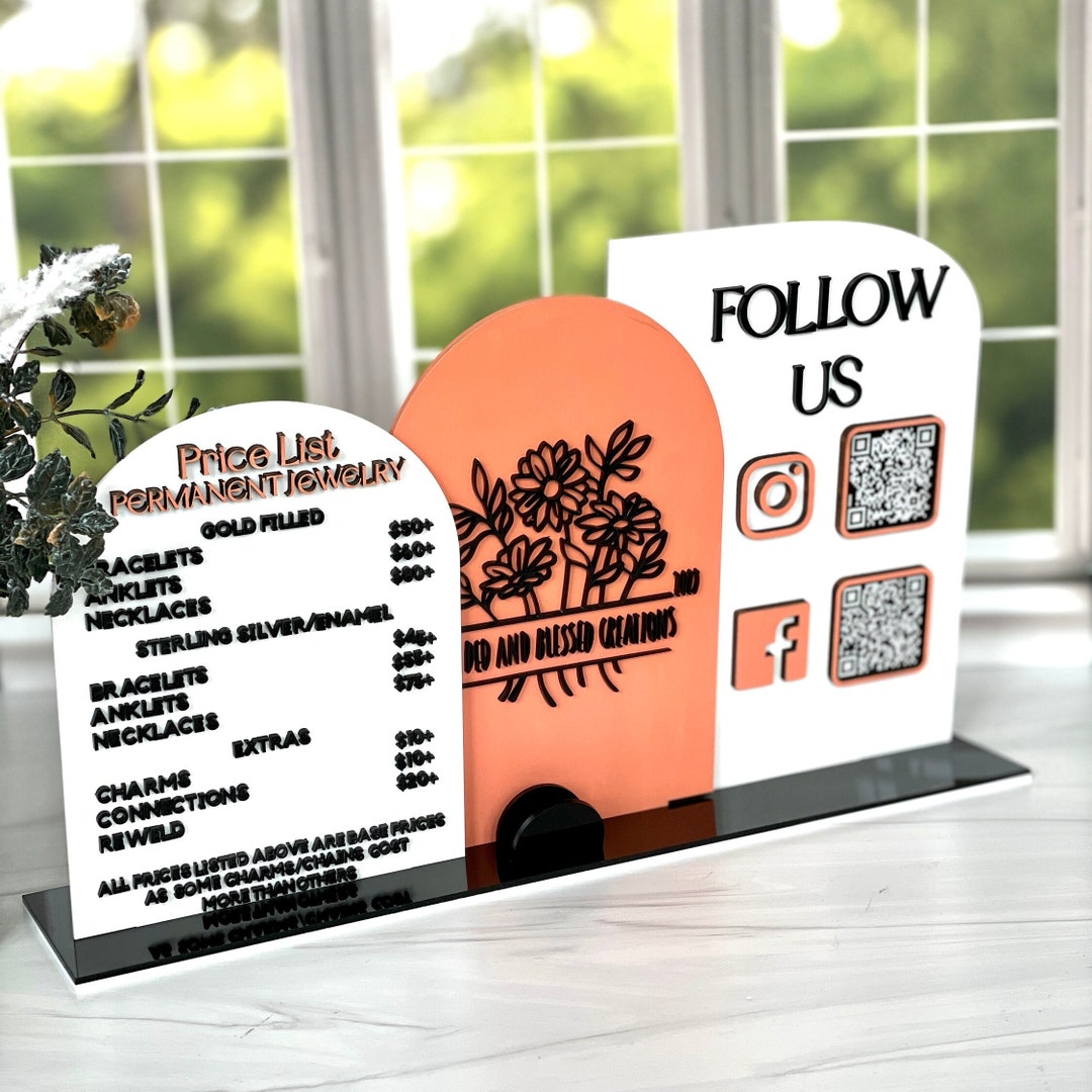 Multi Panel QR Code Sign Permanent Jewelry Pricing Sign - Etsy