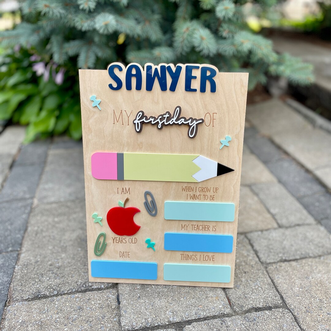 First Day of School Sign, Personalized Back to School Photo Prop ...