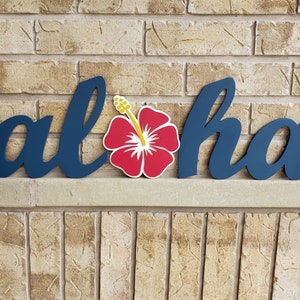 Aloha Welcome Wood Sign, Hawaiian Aloha Sign, Hawaiian Room Decor ...