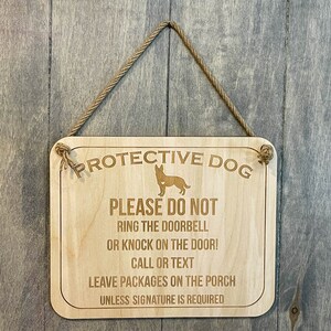 Protective Dogs Don't Ring the Bell Sign, Do Not Knock Sign, Pet Lover ...