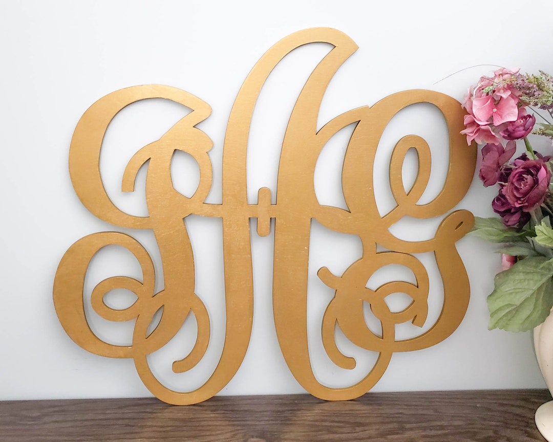 Nursery Monogram Wall Art, 3 Letters Vine Monogram Wall Decor, Wedding Monogram, Name Initials ...