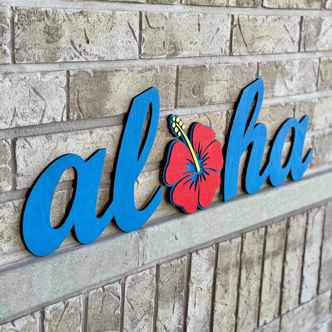 Aloha Welcome Wood Sign, Hawaiian Aloha Sign, Hawaiian Room Decor ...
