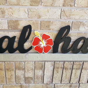Aloha Welcome Wood Sign, Hawaiian Aloha Sign, Hawaiian Room Decor ...