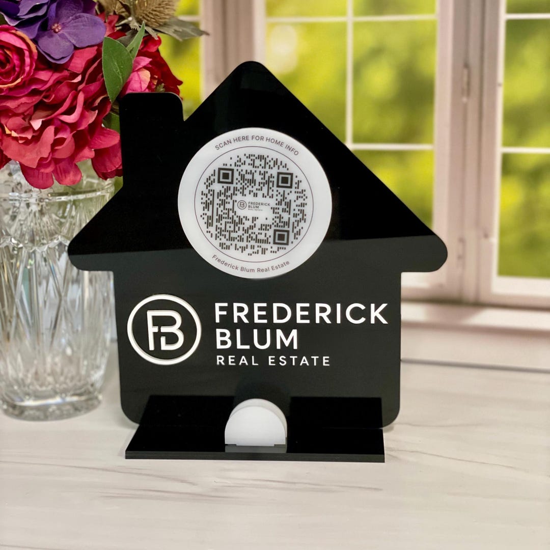 Realtor QR Code Sign: Acrylic Open House Display With Business Card ...