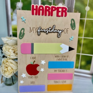 First Day of School Sign, Personalized Back to School Photo Prop ...