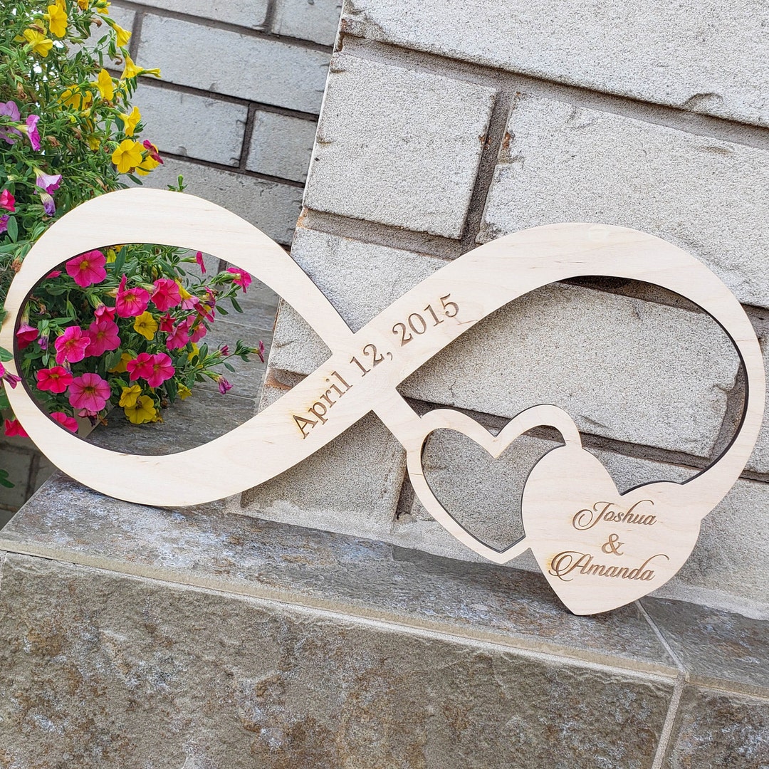 Infinity Heart Sign, Infinity Love Sign With Names and Wedding Date ...