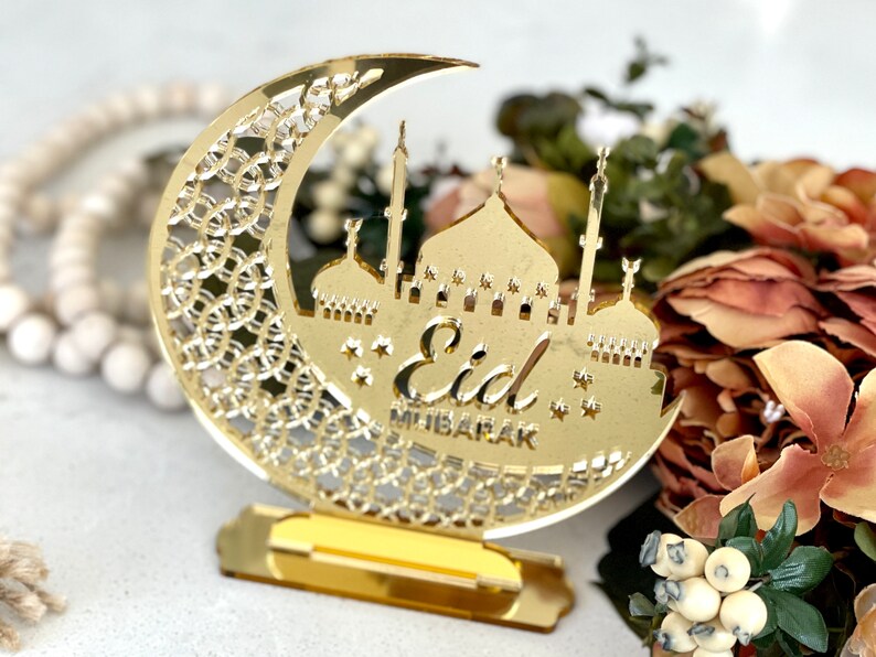 Eid Mubarak Sign Mirror Acrylic Moon and Mosque Decoration - Etsy