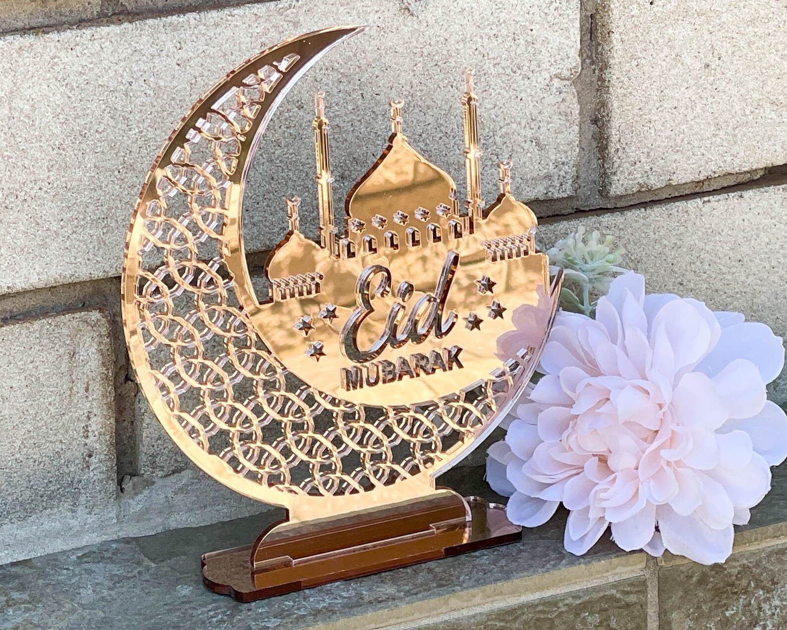 Eid Mubarak Sign Mirror Acrylic Moon and Mosque Decoration - Etsy