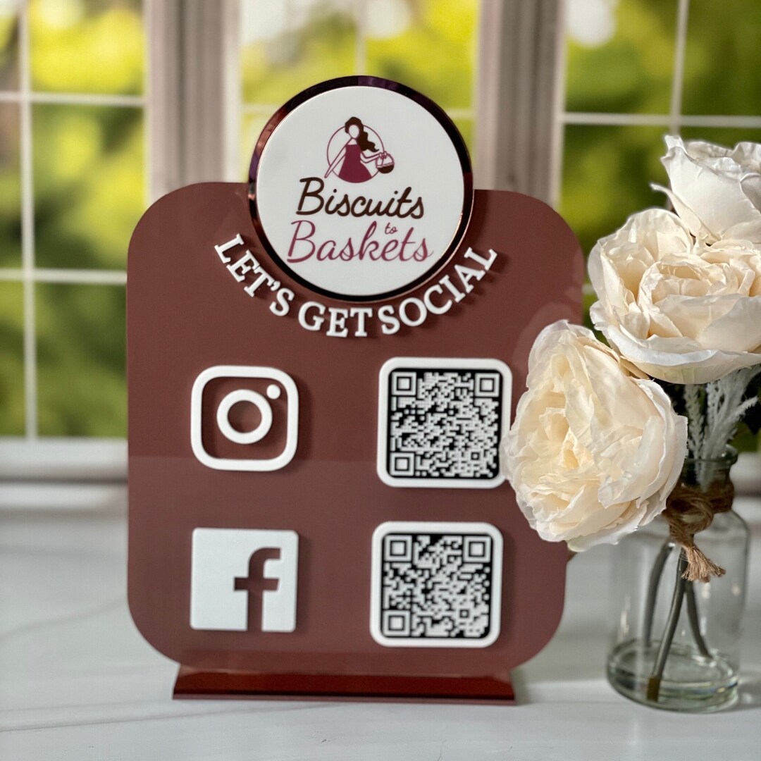 Custom Acrylic QR Code Sign: Social Media, Payment, & Business ...
