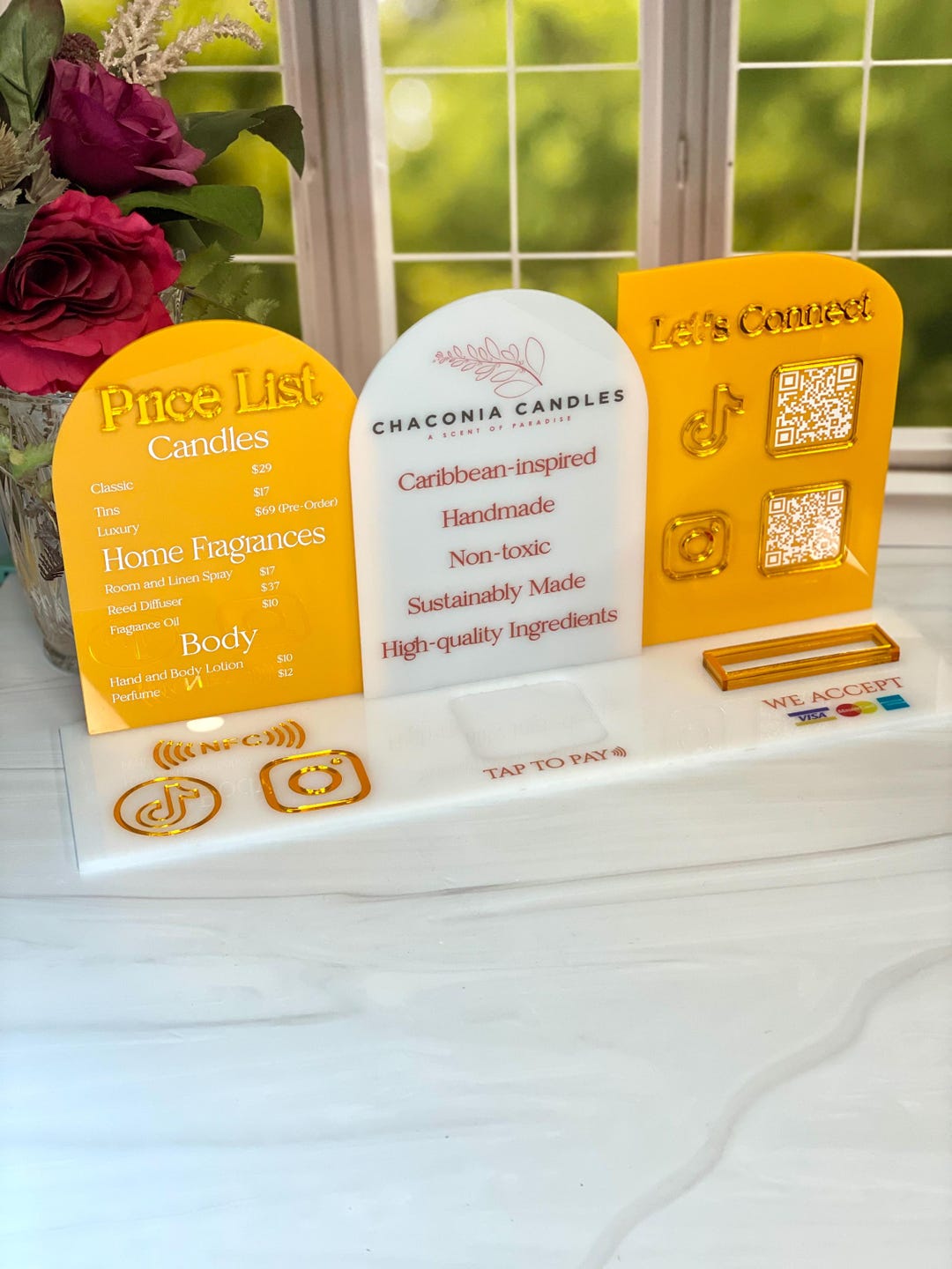 Custom Acrylic Business Display Stand With QR Code, Personalized ...