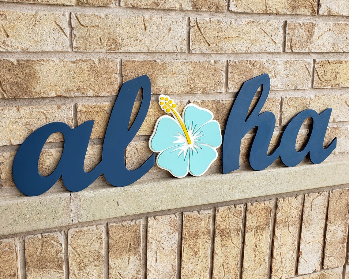 Aloha Welcome Wood Sign Hawaiian Aloha Sign Hawaiian Room | Etsy