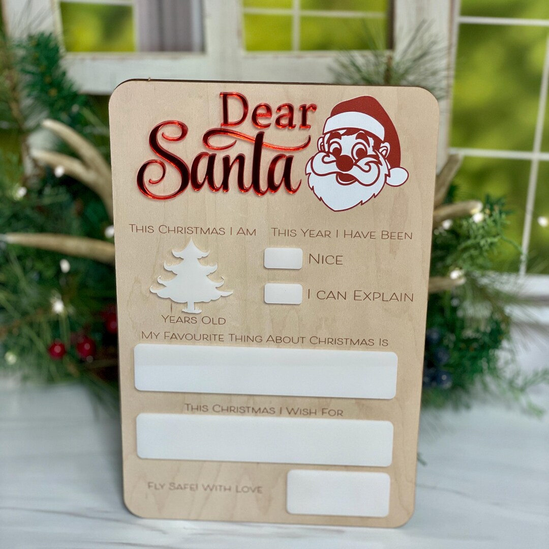 Dear Santa Board, Dry Erase Christmas Sign, Letter to Santa Board, Kids ...