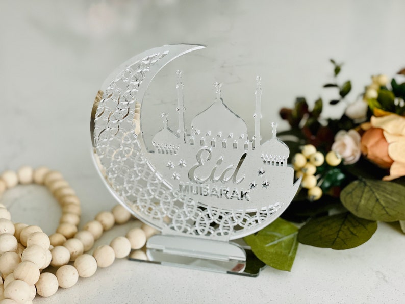 Eid Mubarak Sign Mirror Acrylic Moon and Mosque Decoration - Etsy