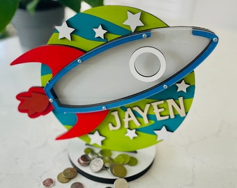 Rocket Ship Piggy Bank - Etsy