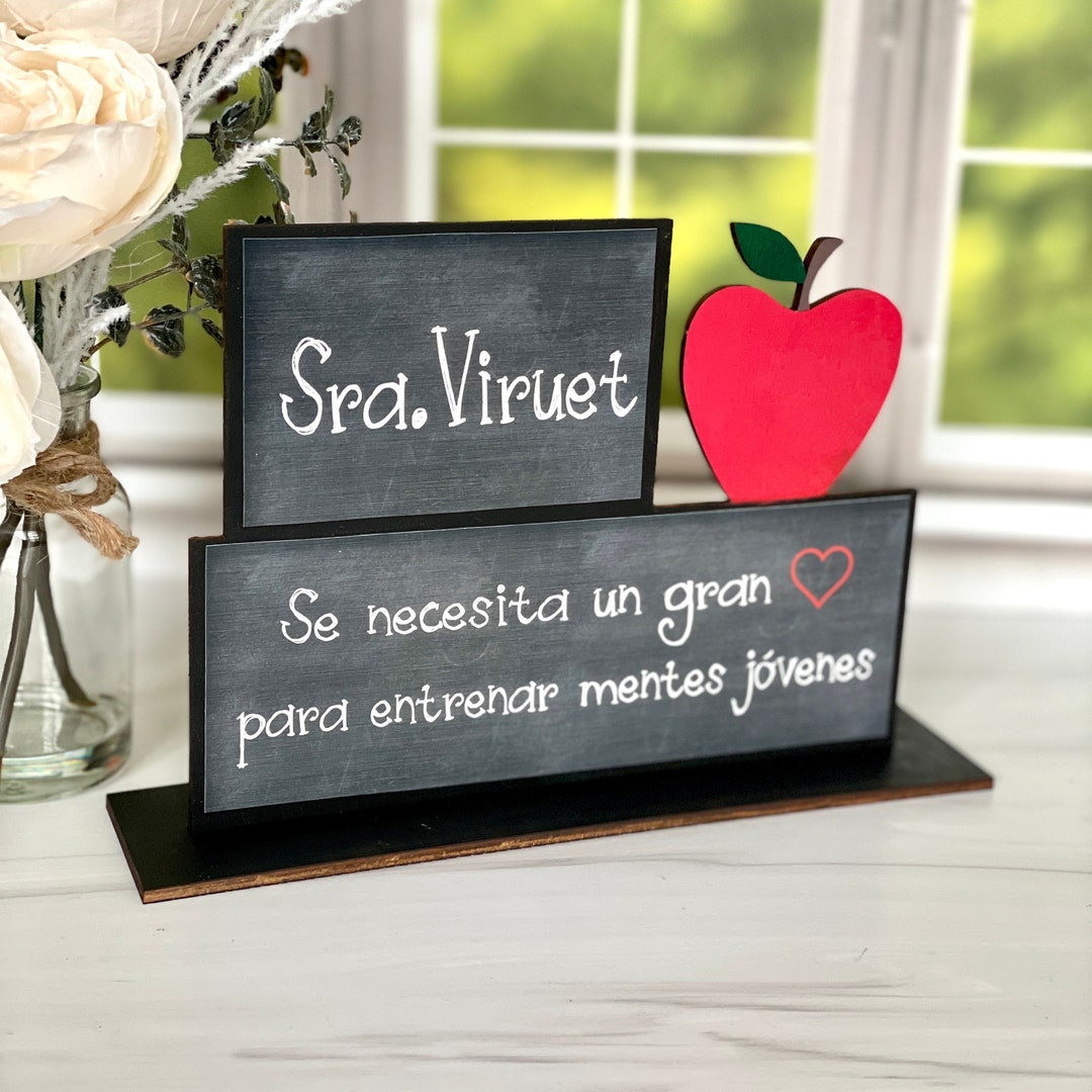 Spanish Teacher Gift, Classroom Decor, Teacher Name Wood Sign ...