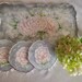 14"x8" Shimmering Silver Gray Resin Tray and Set of 3 Coasters Hand ...