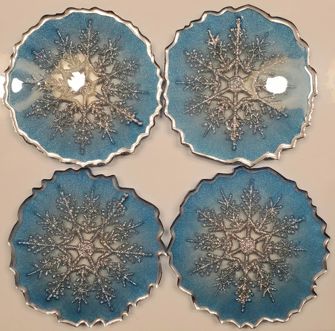 Custom (made to Order) Snowflake Resin Tiles With Shimmer and Silver ...