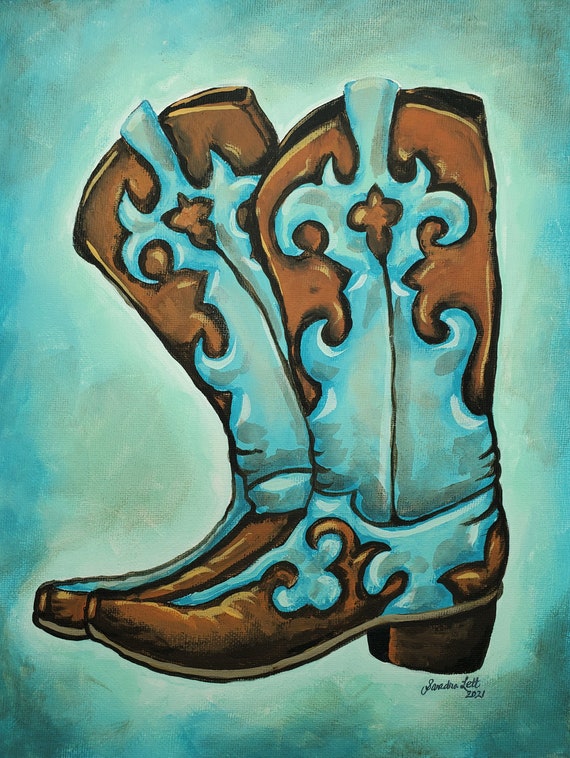 Acrylic Painting Cowboy Boots