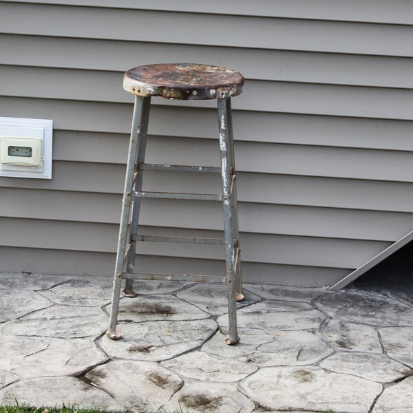 Vintage Metal Stool - Etsy