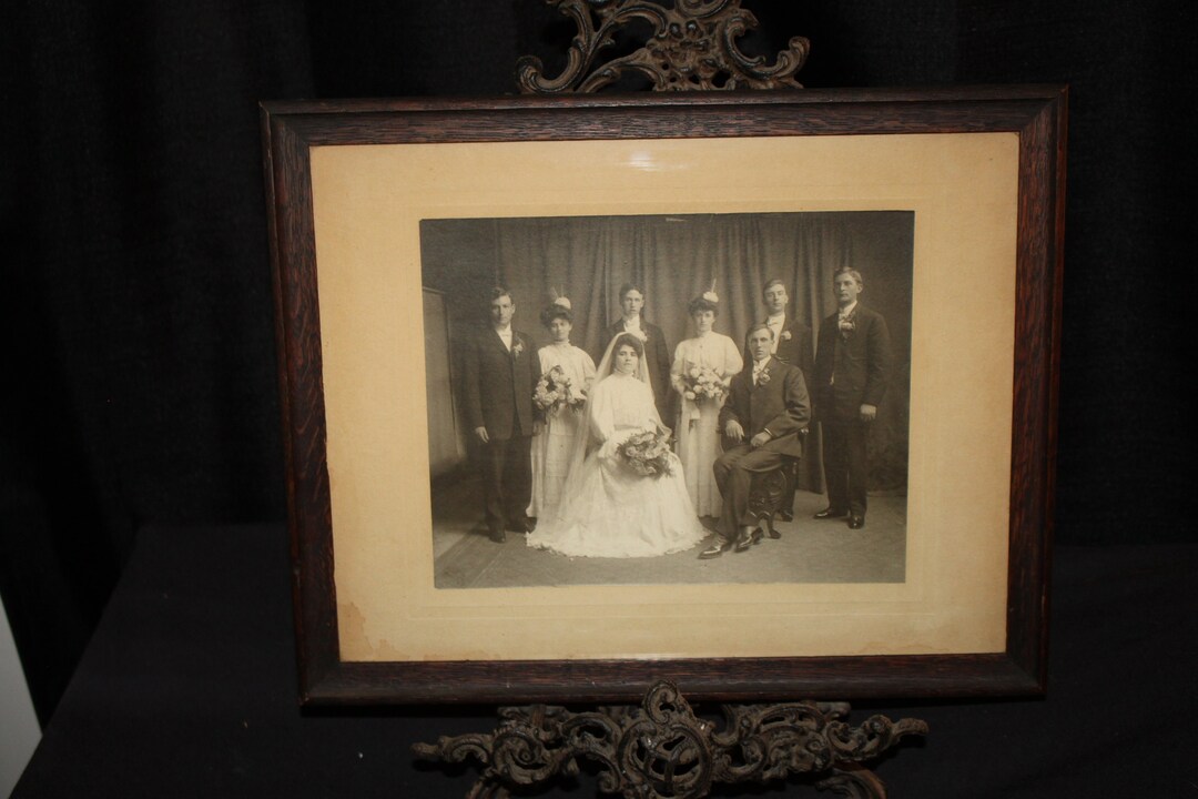 Antique Wedding Party Photo and Frame, Wood Frame - Etsy