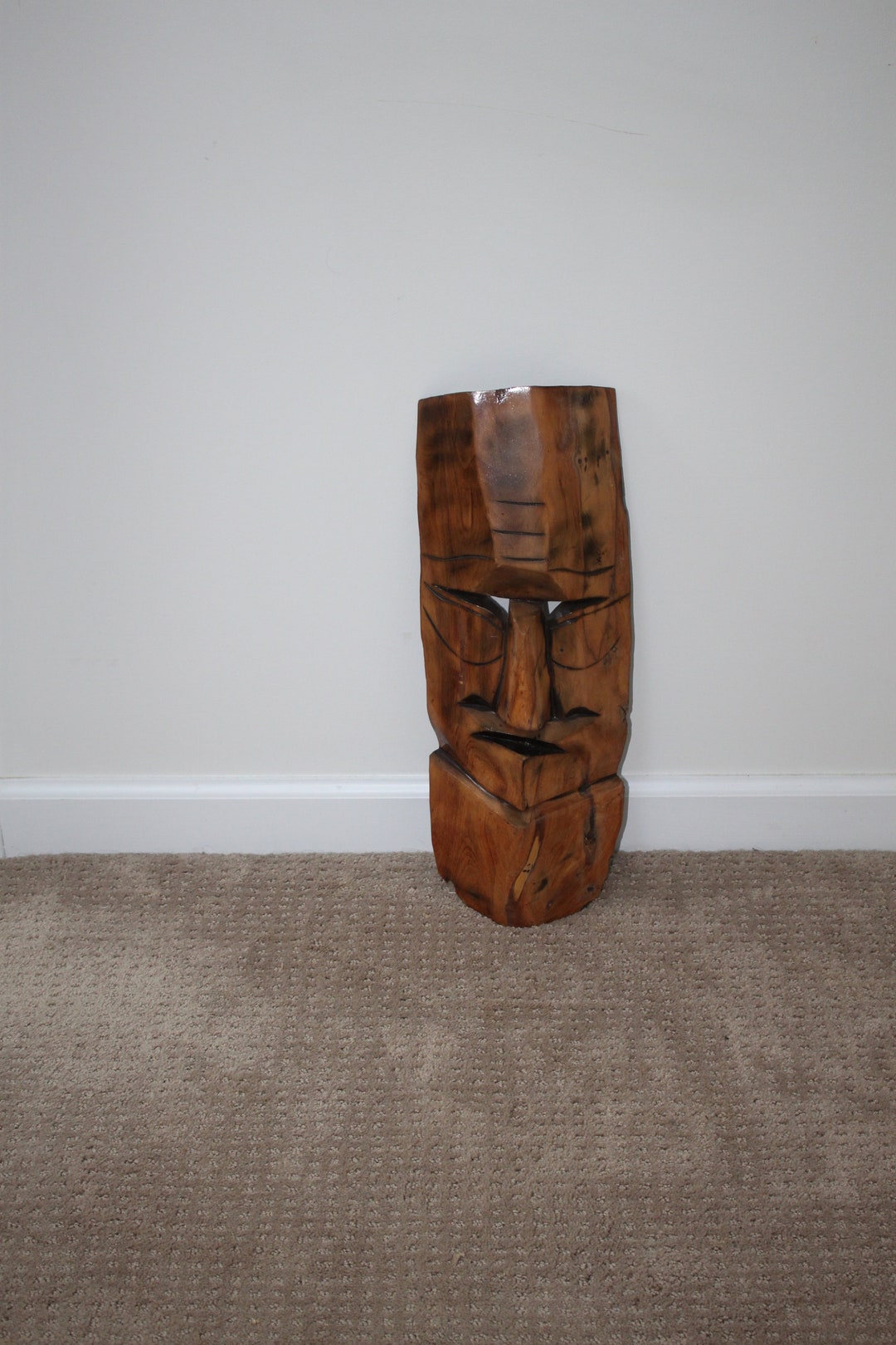 Vintage Wood Hand Carved Tiki Mask, Wall Decor - Etsy