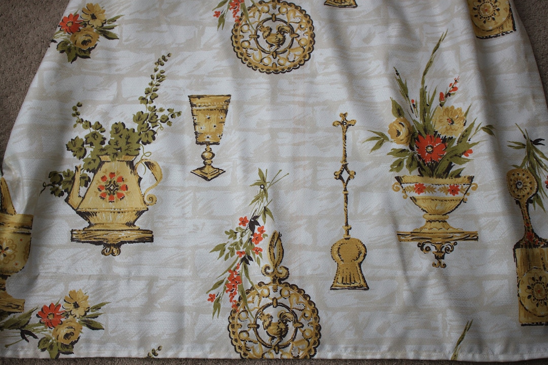 Pair of Funky Floral Fiberglass Curtains Plus - Etsy