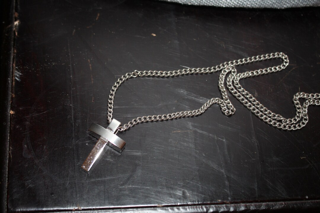 Pretty Silver Color Crucifix, Cross Necklace 26" Chain, Urn - Etsy