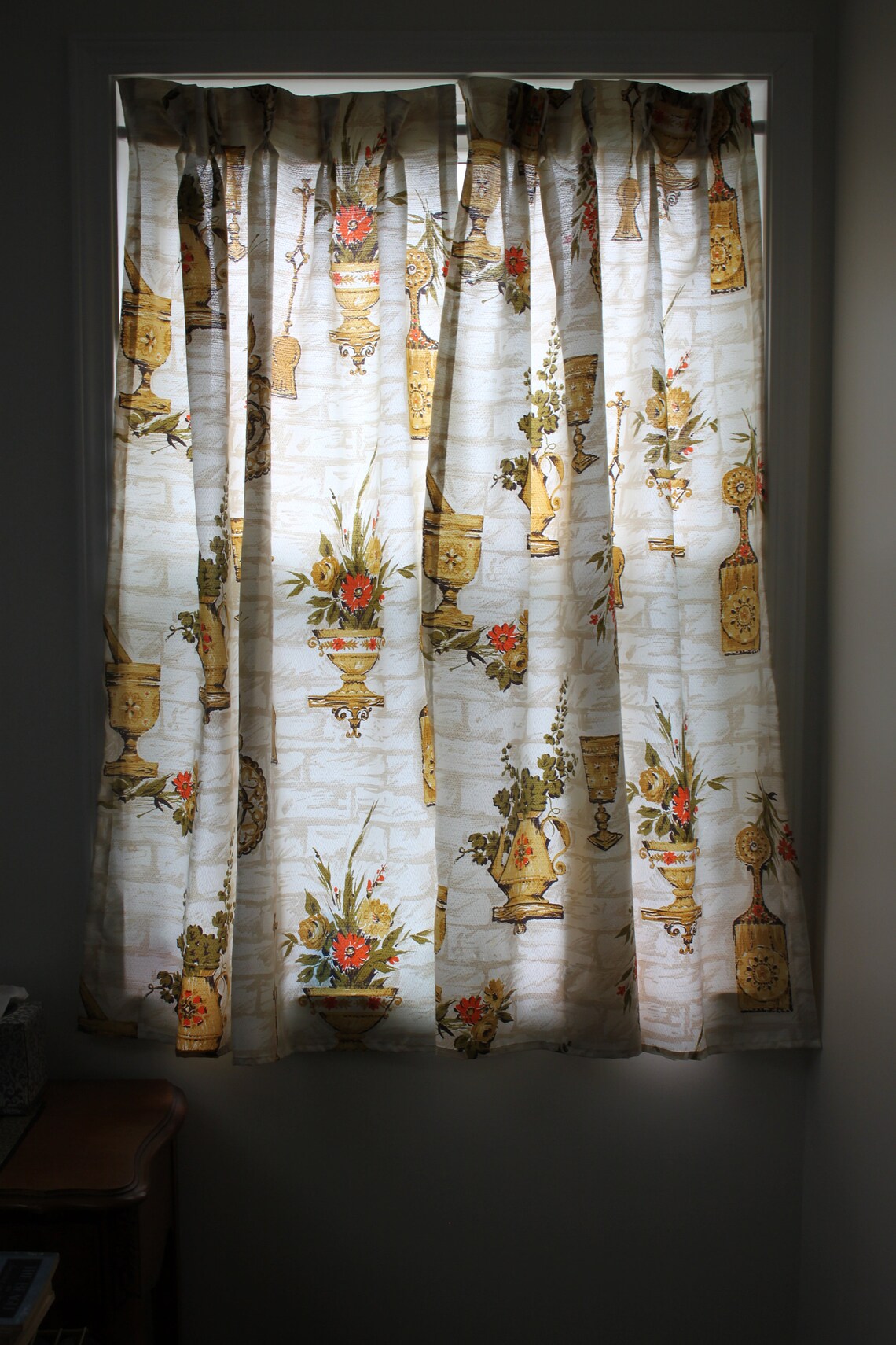 Pair of Funky Floral Fiberglass Curtains Plus | Etsy