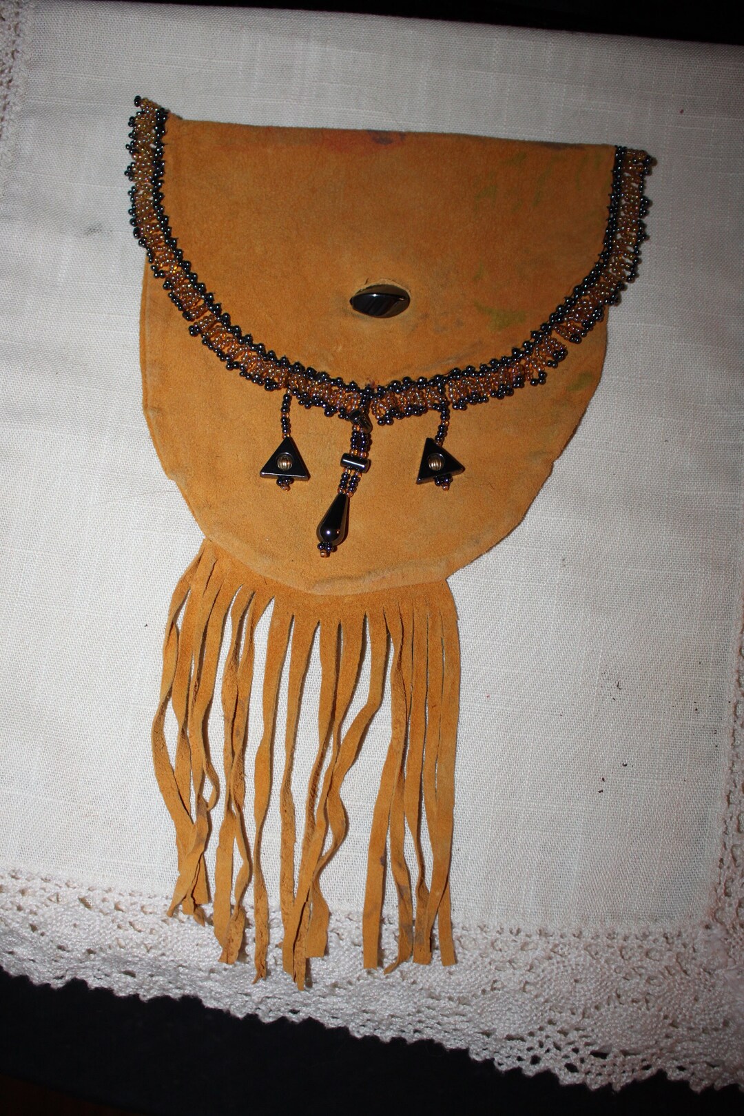 Native American Leather Beaded Pouch - Etsy