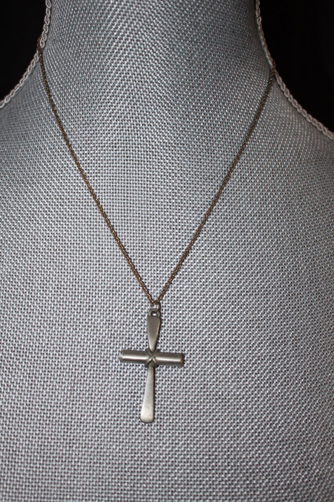 Pretty Silver Cross, Crucifix Necklace 18" Chain, Hollow Tube Cross - Etsy