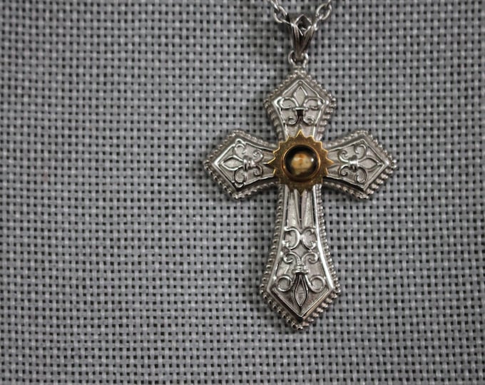 Michael Anthony Stainless Steel Nativity Stone Cross Necklace 20" Chain ...