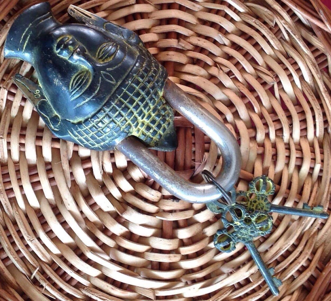 Vintage Buddha Lock and Keys - Etsy