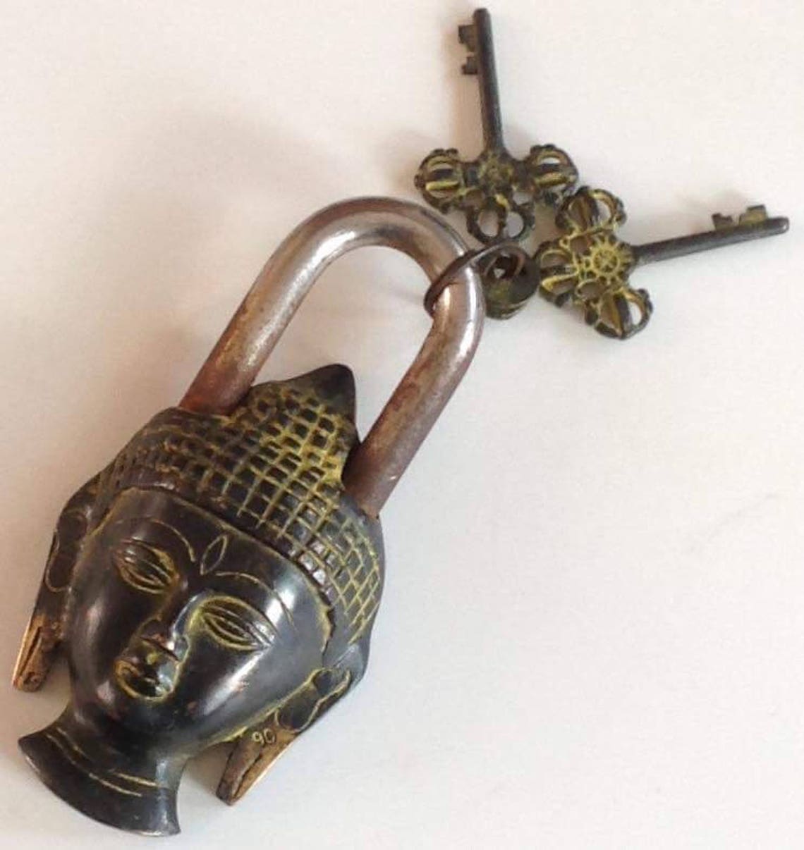 Vintage Buddha Lock and Keys - Etsy