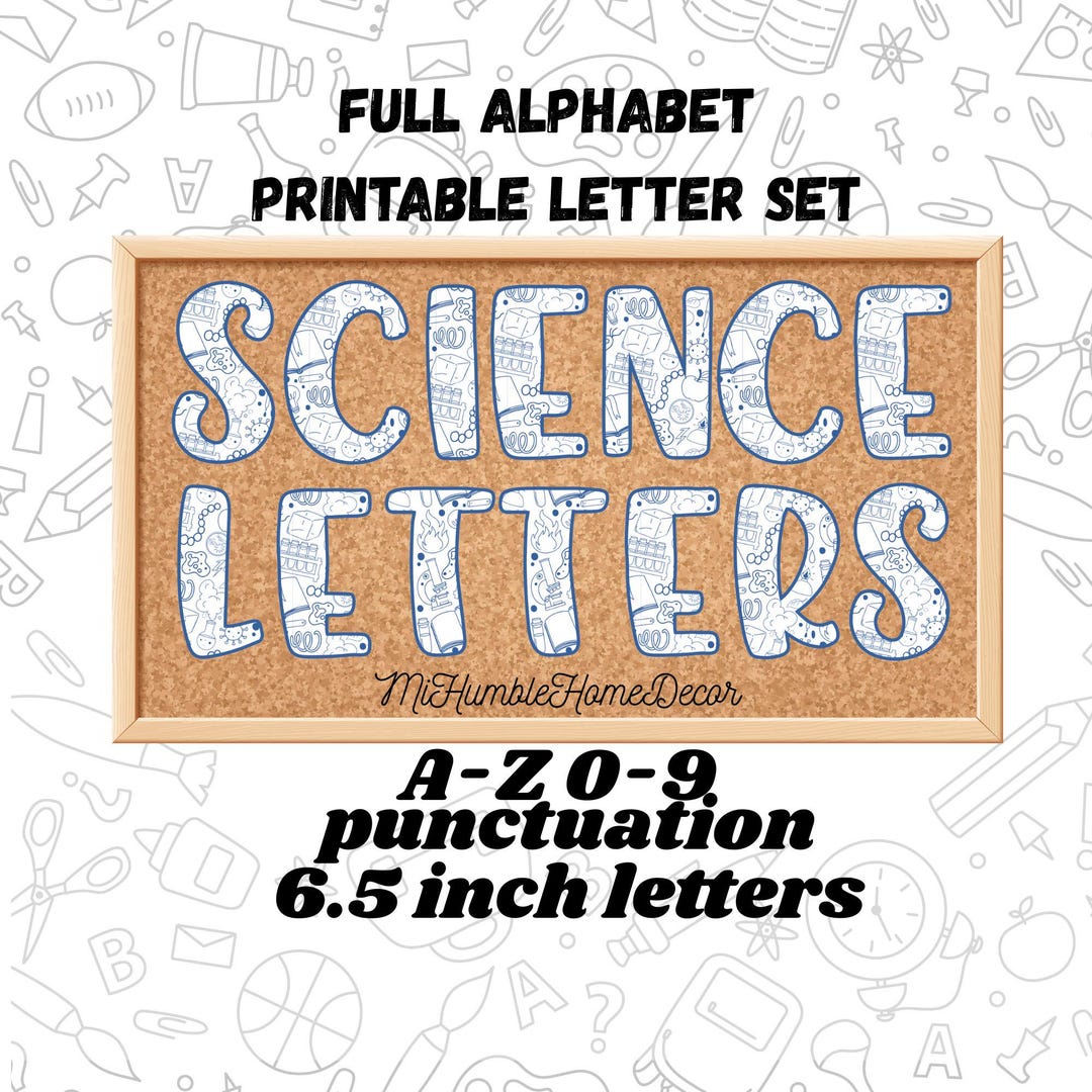 Printable Science-themed Letters | 6.5" DIY Banner | Blue & White ...