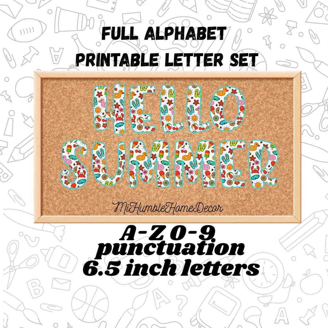 Printable Bulletin Board Letters PDF – Summer Themed Alphabet Cutouts ...