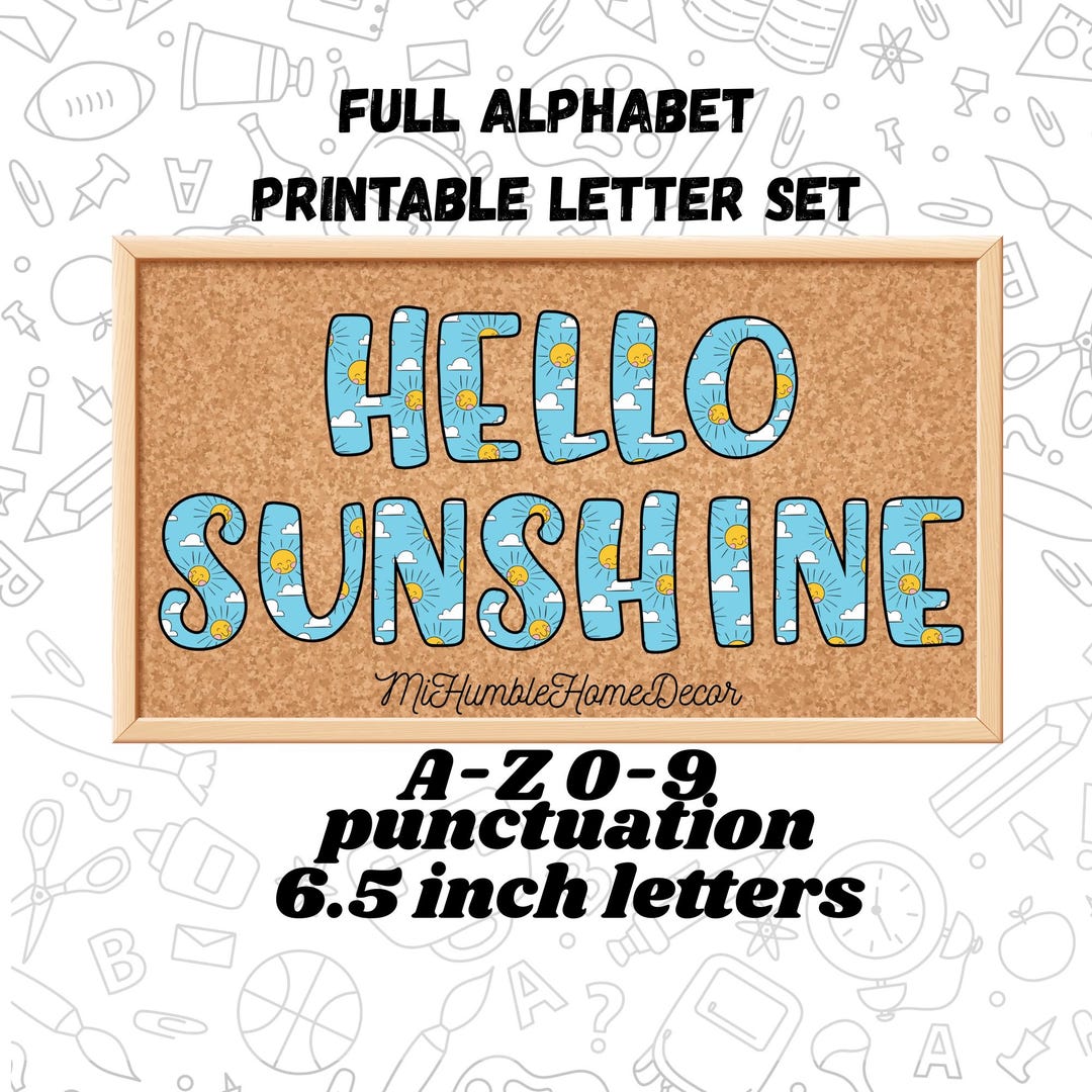Sunny Printable Bulletin Board Letters –6.5” Tall Digital Download ...